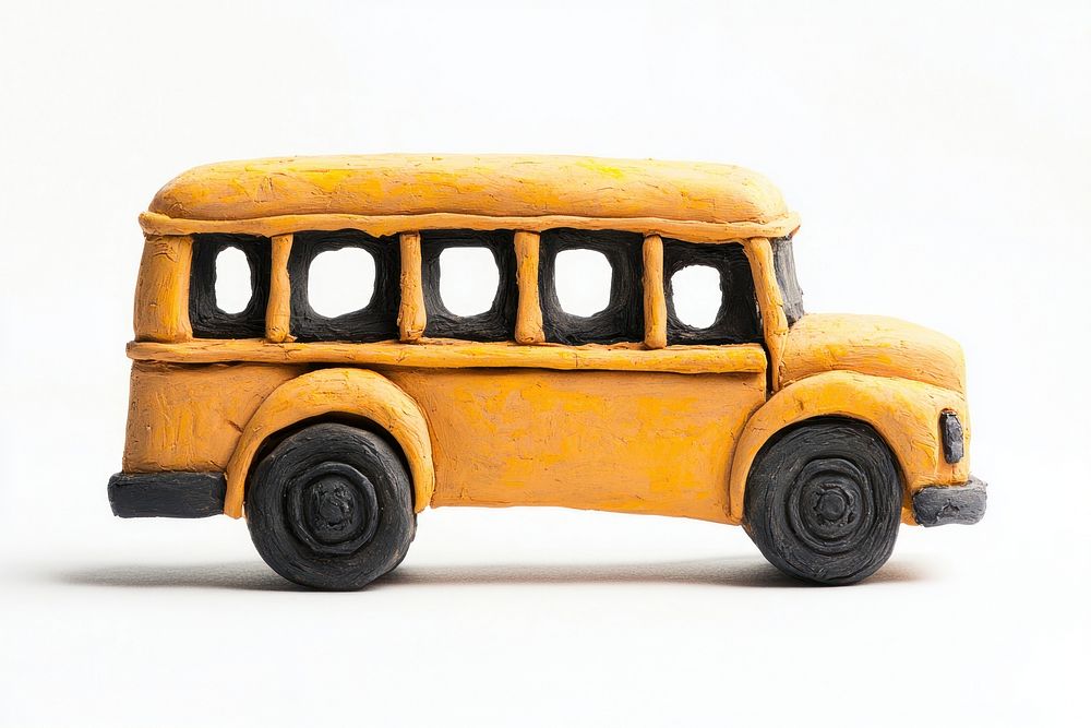 School bus yellow clay transportation. | Free Photo Illustration - rawpixel