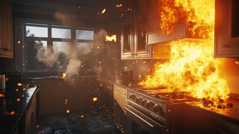 Kitchen fire flames emergency smoke. | Free Photo - rawpixel