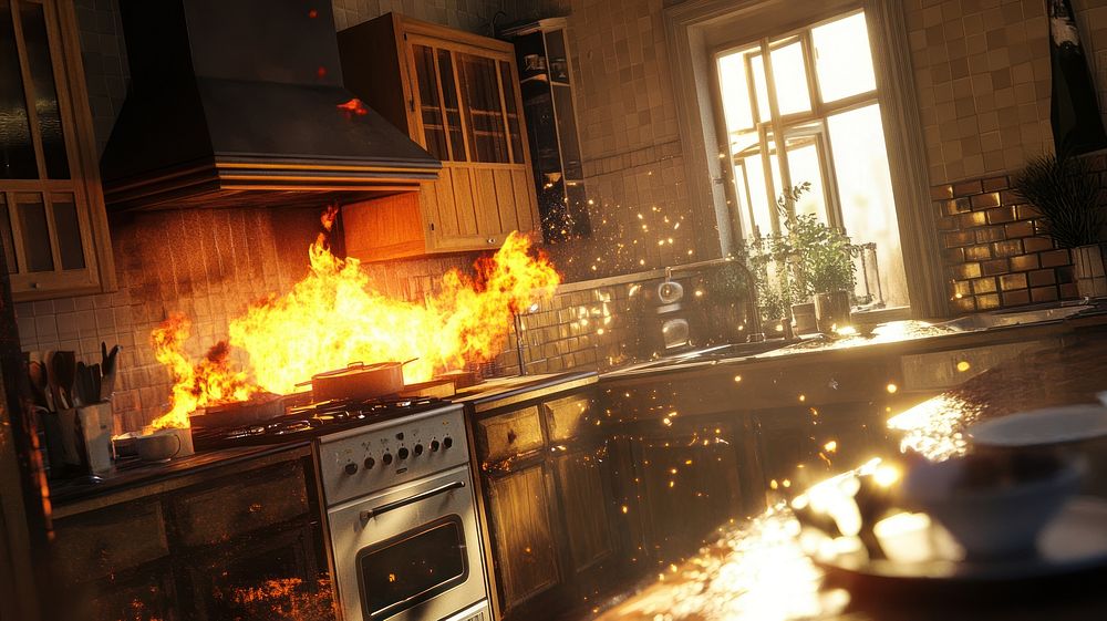 Kitchen fire flames emergency home. | Free Photo - rawpixel