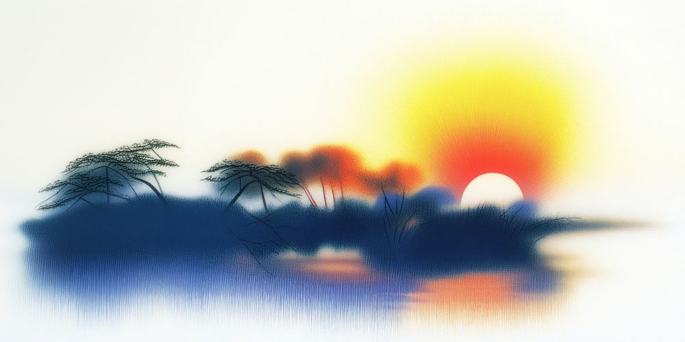 Surrealism sunset illustration landscape nature. | Free Photo ...