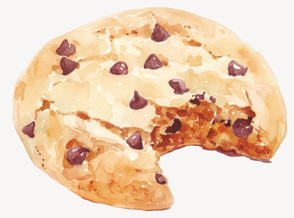 Chocolate Chip Cookie illustration watercolor | Free Vector - rawpixel