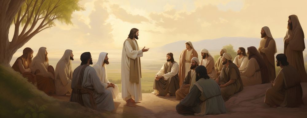 Jesus teaching disciples art illustration | Free Photo Illustration ...