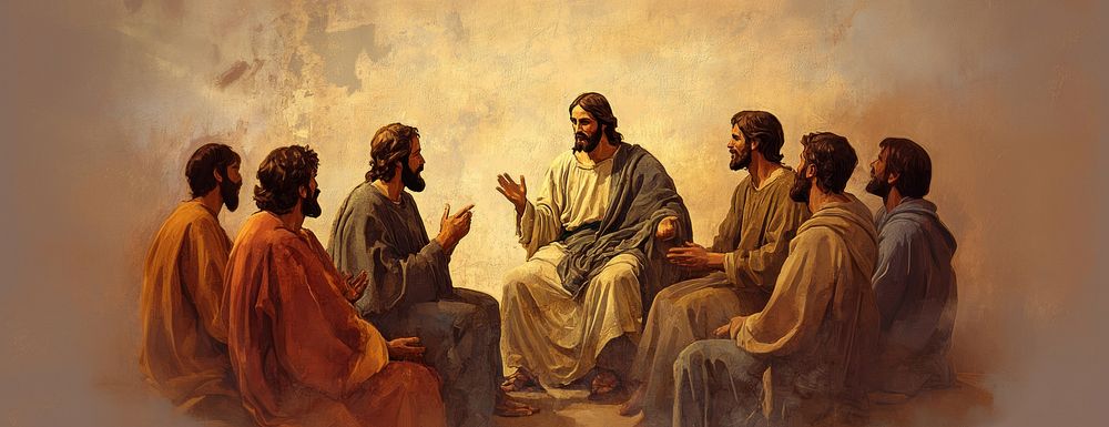 Jesus teaching disciples illustration painting | Free Photo ...