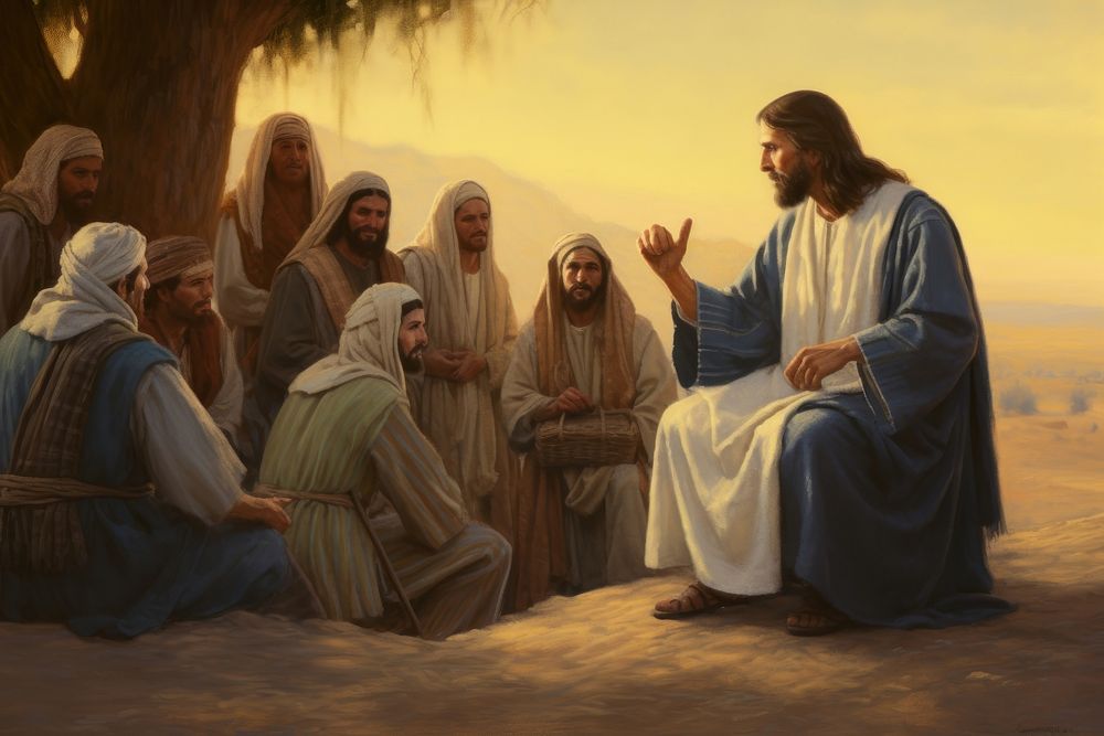 Jesus teaching disciples art illustration | Free Photo Illustration ...