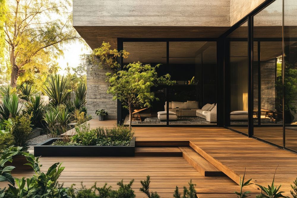 Modern house wooden terrace architecture | Free Photo - rawpixel