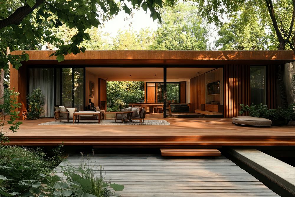 Modern house wooden terrace architecture | Free Photo - rawpixel