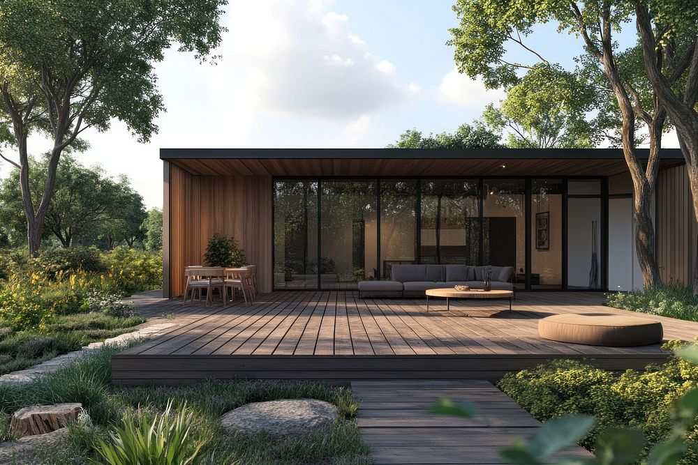 Modern house wooden terrace architecture | Free Photo - rawpixel