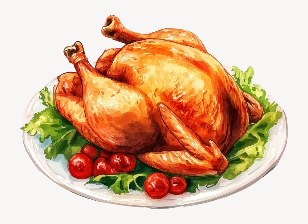 Illustration background white Roasted chicken | Free Vector ...