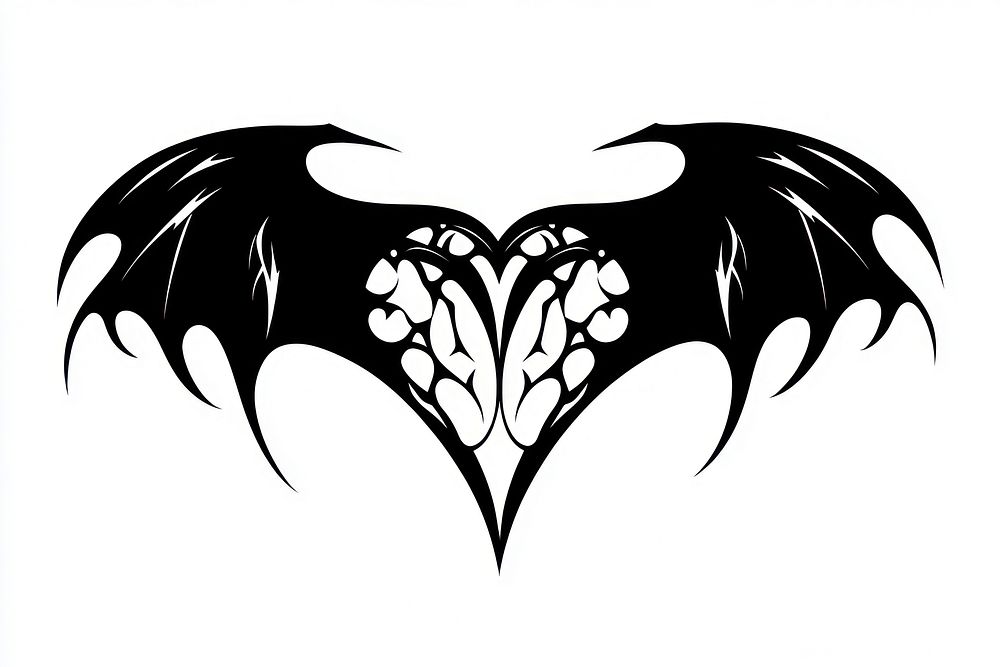 Heart bat wings tribal gothic | Free Photo Illustration - rawpixel
