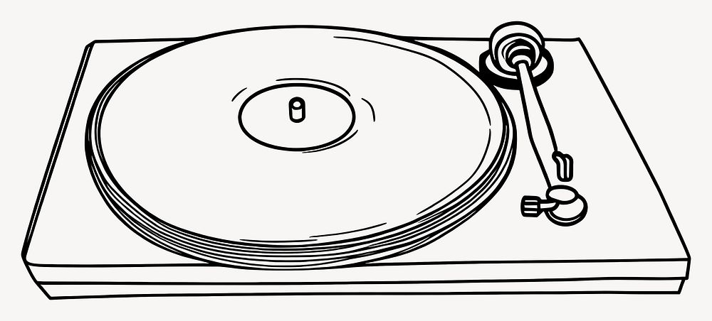 Vinyl record drawing white art | Free Vector - rawpixel