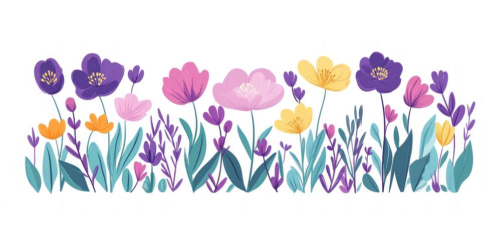 Spring flowers border illustration graphics | Free Photo Illustration ...