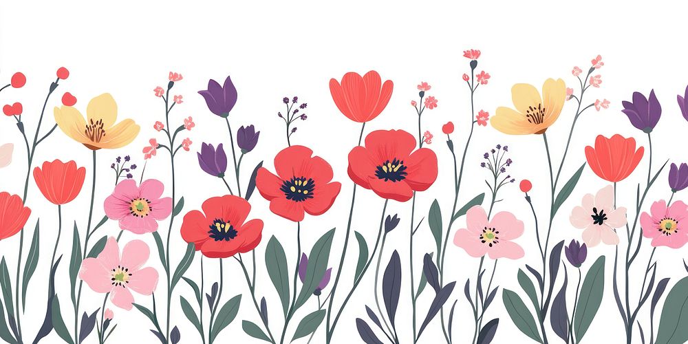 Spring flowers border illustration graphics | Free Photo Illustration ...