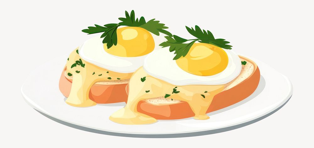 Egg benedict plate illustration food | Free Vector - rawpixel
