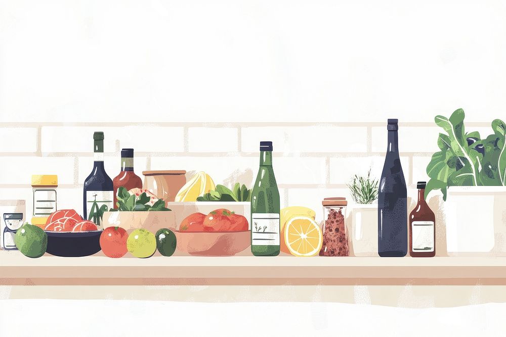 Fresh Food Ingredient line horizontal | Free Photo Illustration - rawpixel