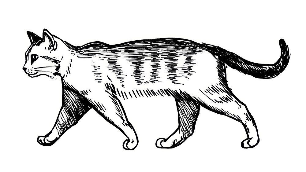 Cat walk sketch drawing animal. | Free Photo Illustration - rawpixel