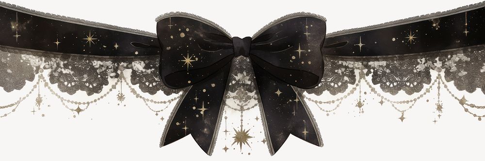 Black star lace ribbon stars | Free Vector - rawpixel