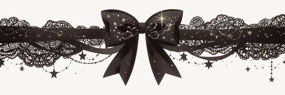 Black star lace ribbon border | Free Vector - rawpixel