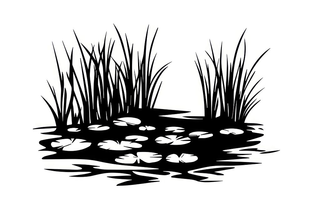 Pond linear pond illustration nature. | Free Photo Illustration - rawpixel