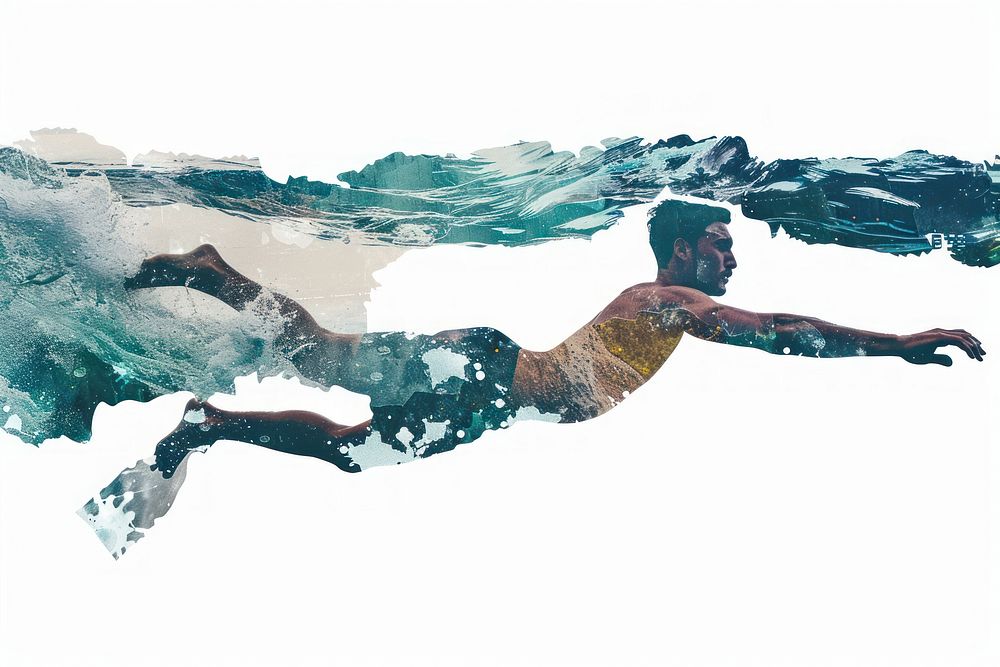 Man swim collage cutouts swimming | Free Photo Illustration - rawpixel