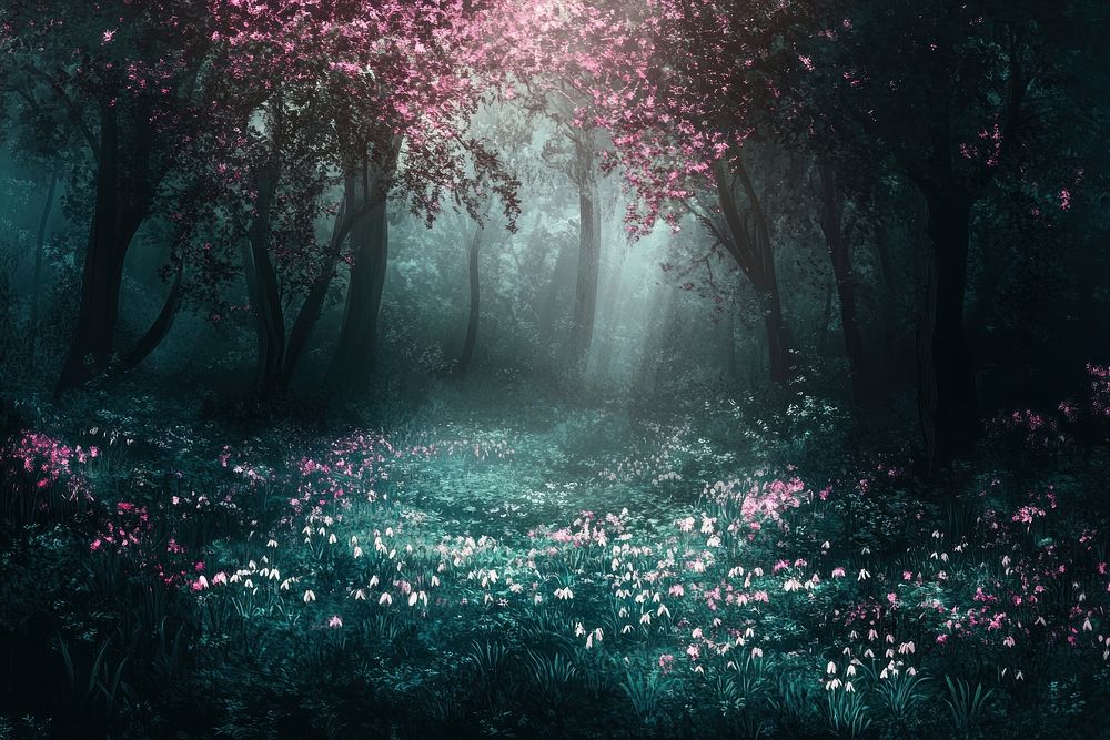 Mysterious forest landscape woodland sunlight | Free Photo Illustration ...
