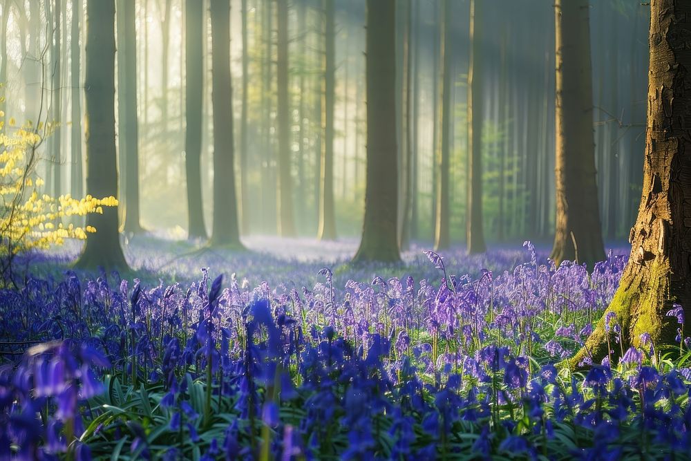 Bluebell meadow forest landscape bluebells. | Free Photo - rawpixel