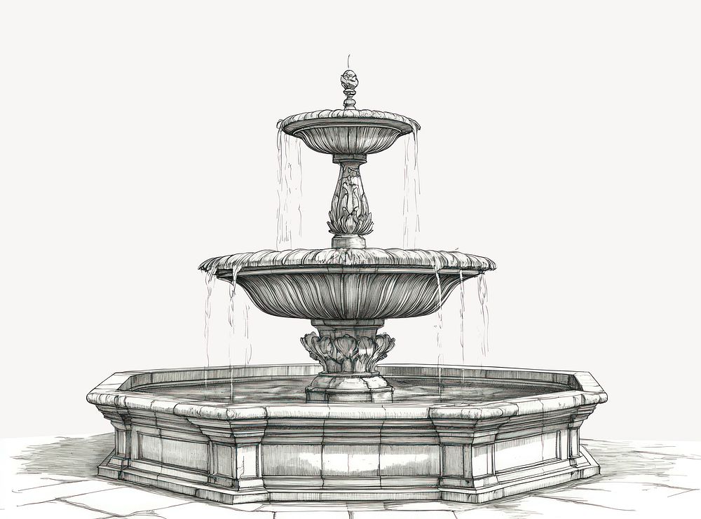 Fountain architectural water art vector | Free Vector - rawpixel