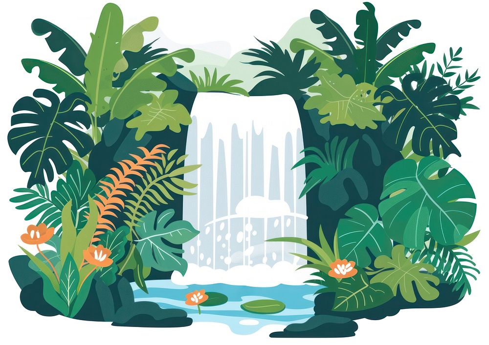 Waterfall jungle animal illustration nature | Free Photo Illustration ...