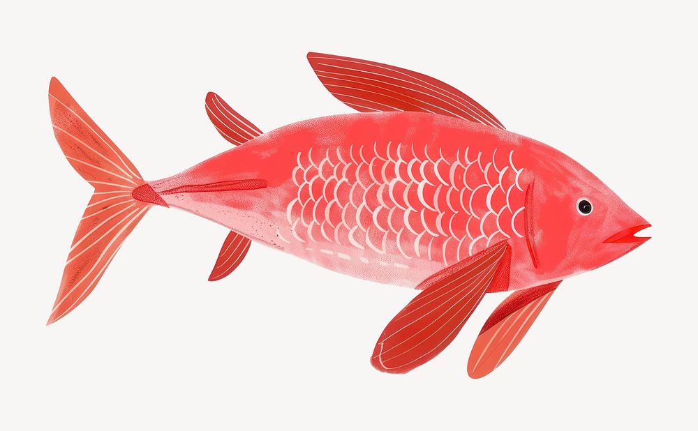 Cute red fish illustration vibrant | Free Vector - rawpixel