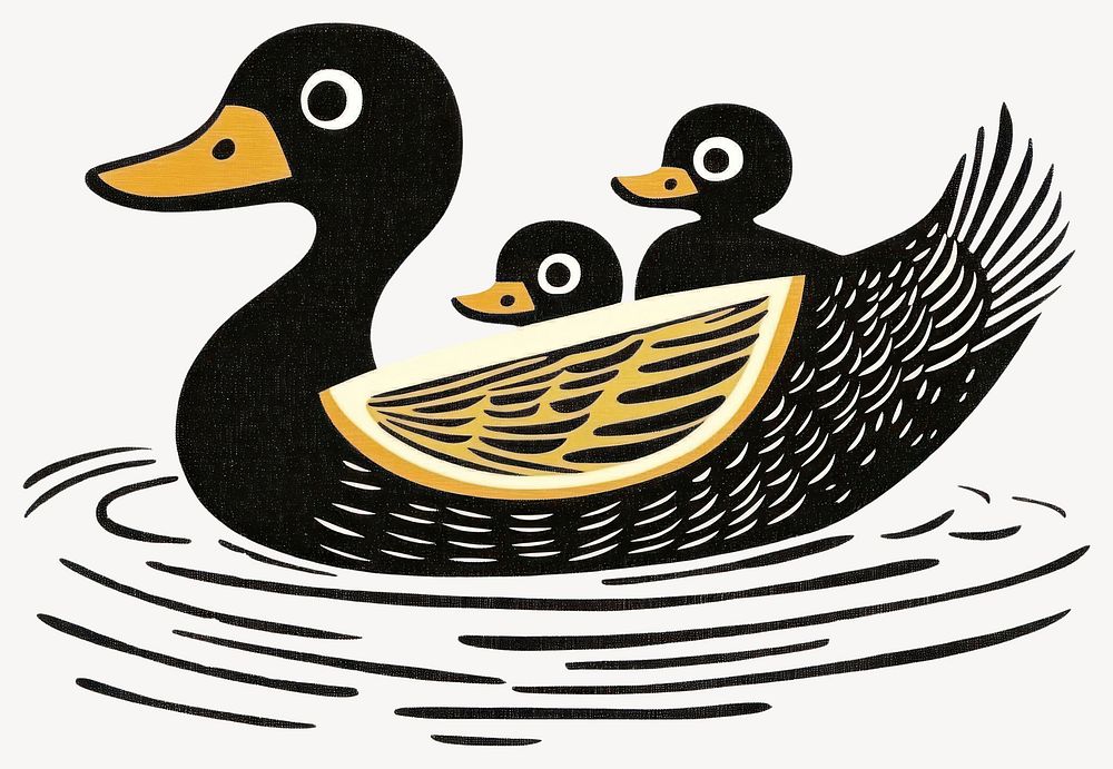 Linocut female duck lay illustration | Free Vector - rawpixel