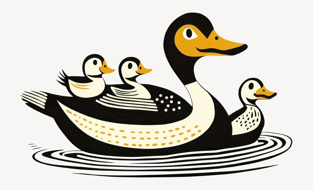 Linocut female duck lay illustration | Free Vector - rawpixel