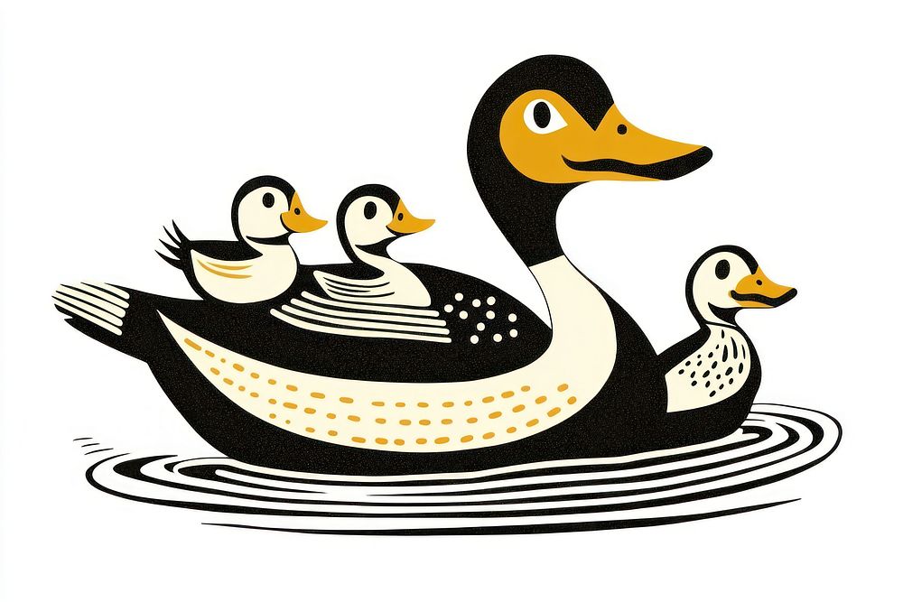 Linocut female duck lay illustration | Free Photo Illustration - rawpixel