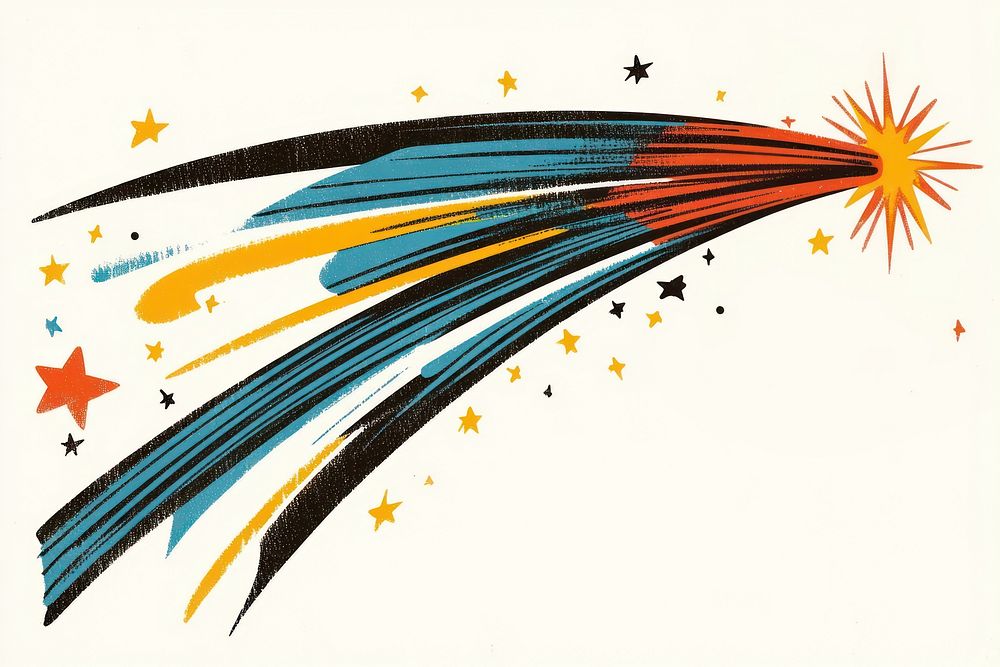 Linocut shooting star illustration art | Free Photo Illustration - rawpixel