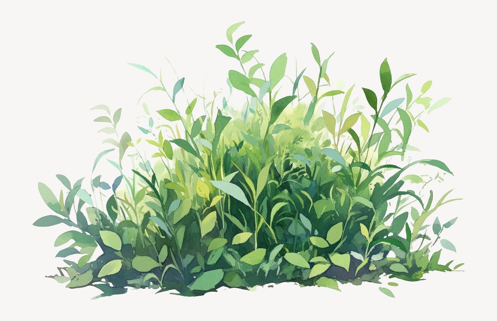 Grass shrub art illustration watercolor | Free Vector Illustration ...