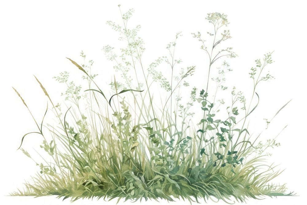 Grass shrub art illustration watercolor. | Free Photo Illustration ...