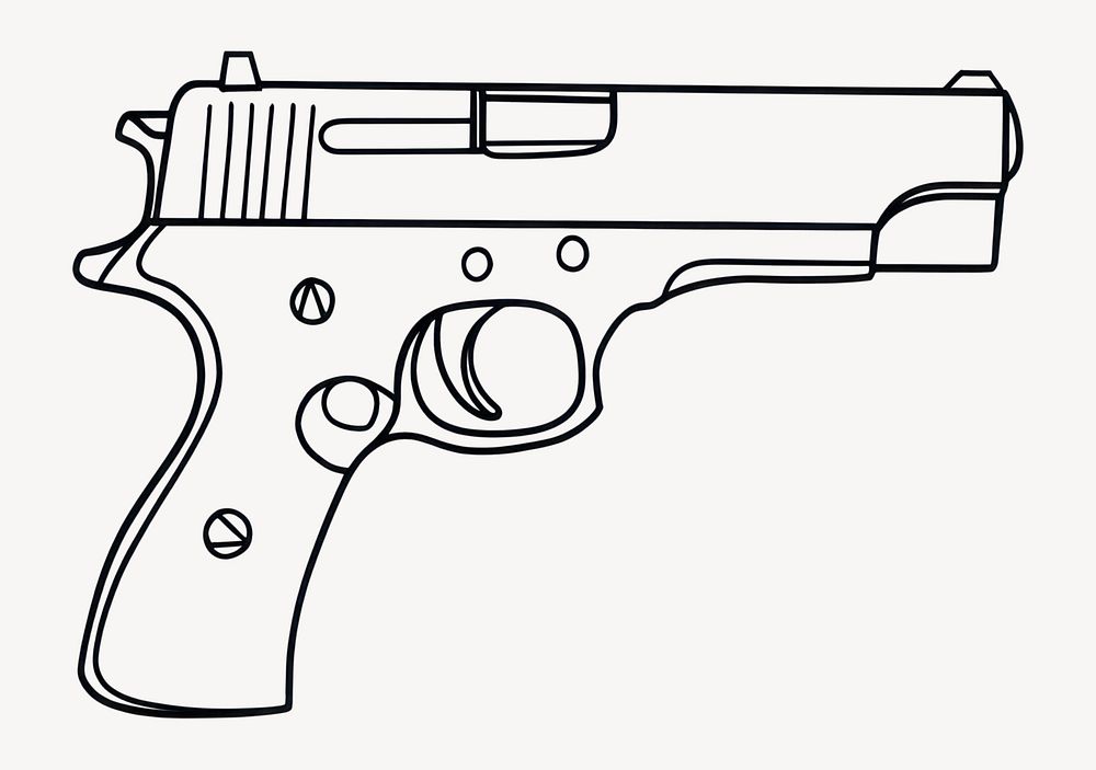 Gun firearm handgun drawing vector | Free Vector - rawpixel