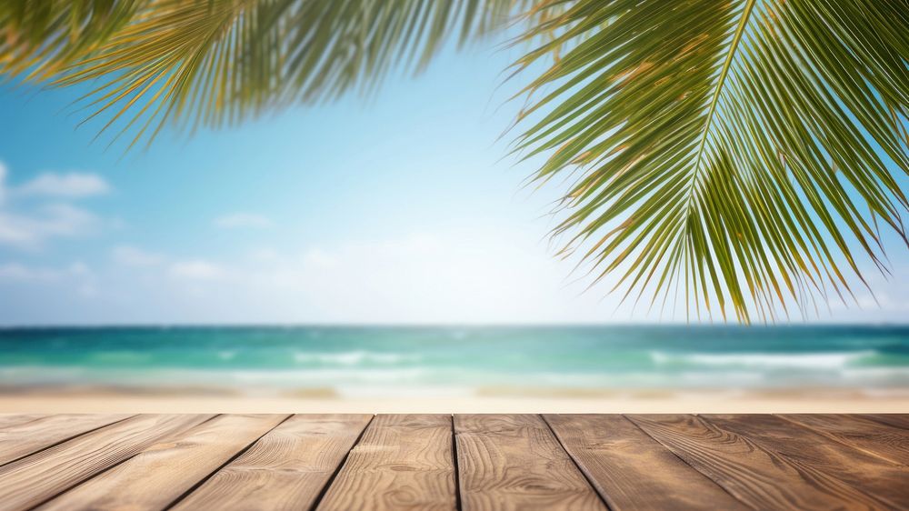 Empty wooden table beach background | Free Photo - rawpixel
