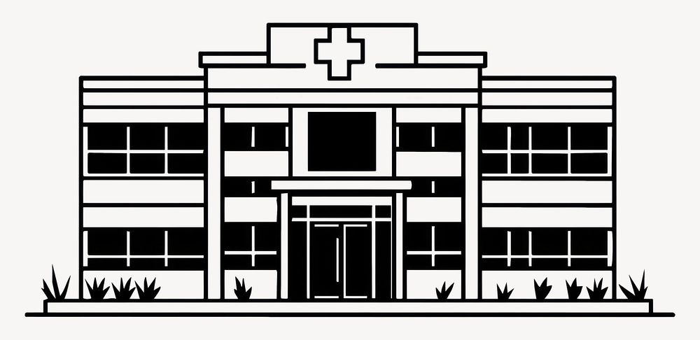 Simple hospital linear architecture illustration | Free Vector - rawpixel