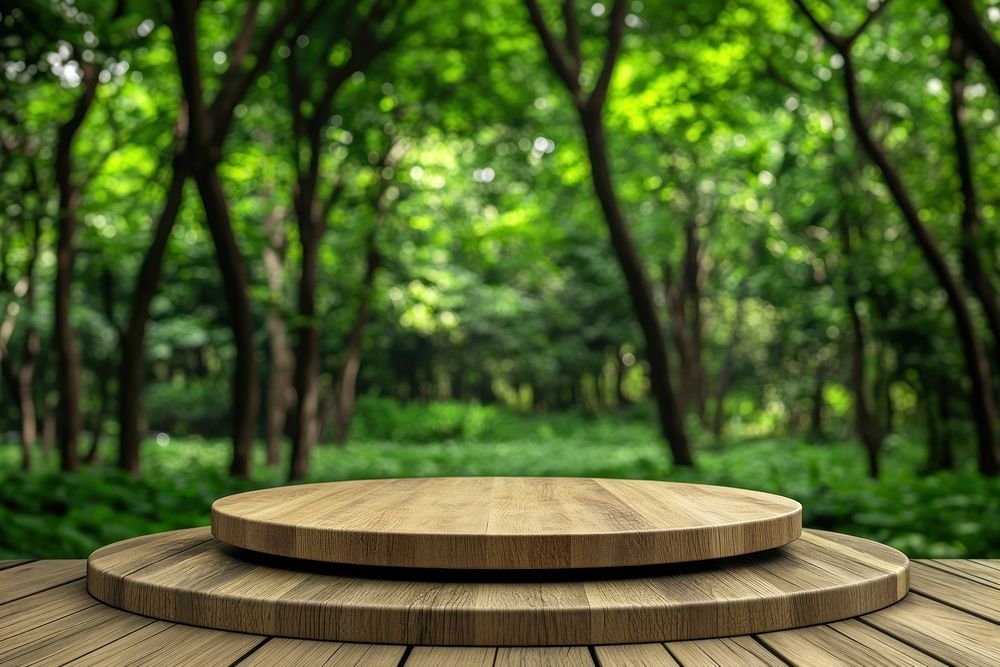 Empty wooden podium forest background | Free Photo - rawpixel