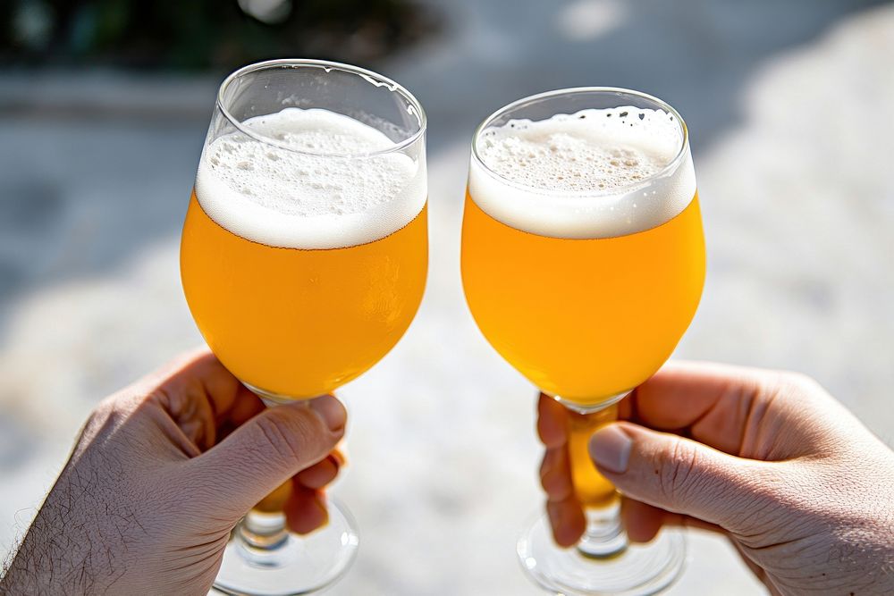 Two clinking beer glasses drink | Free Photo - rawpixel
