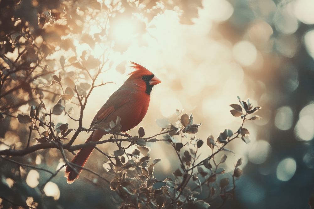 Cardinal tree cardinal background bird | Free Photo - rawpixel