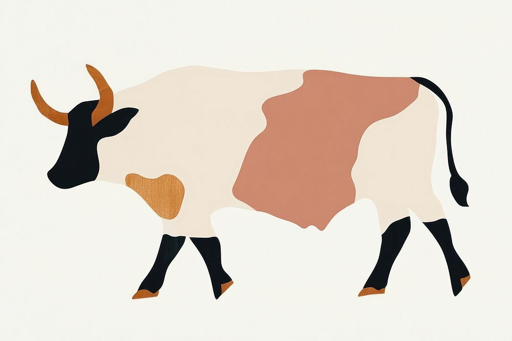 Ox walking illustration animal cow | Free Photo Illustration - rawpixel