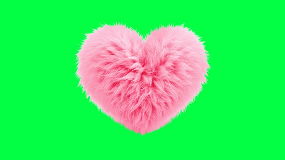 Fluffy pink heart green screen | Premium Photo - rawpixel