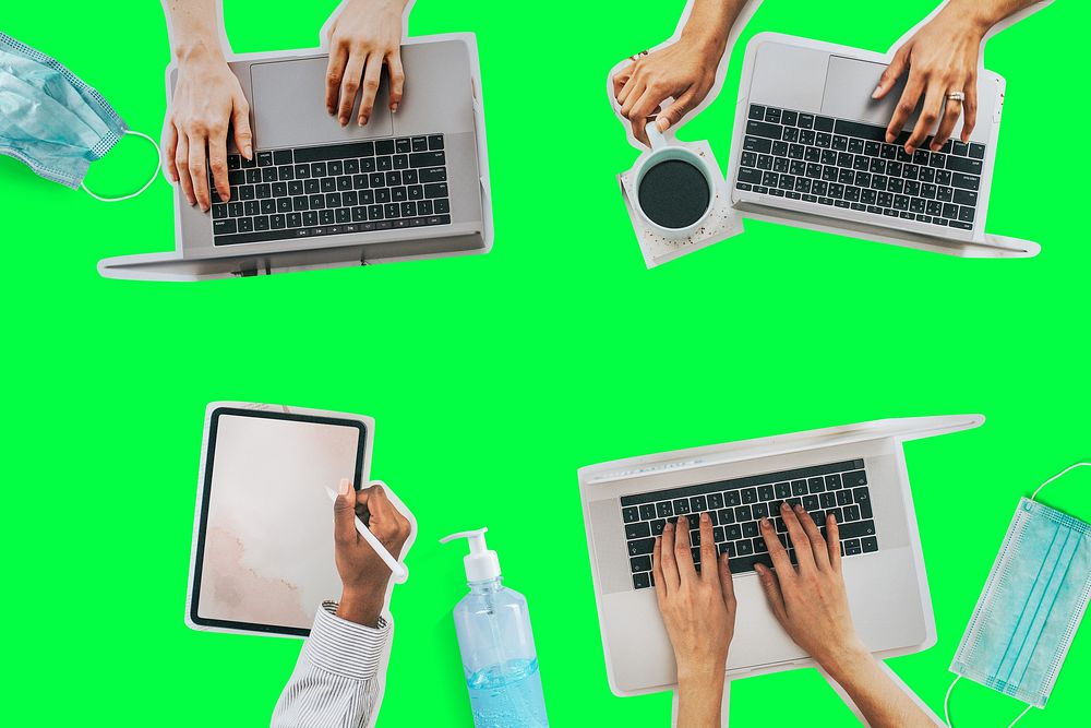 Remote work essentials and technology | Premium Photo Illustration ...