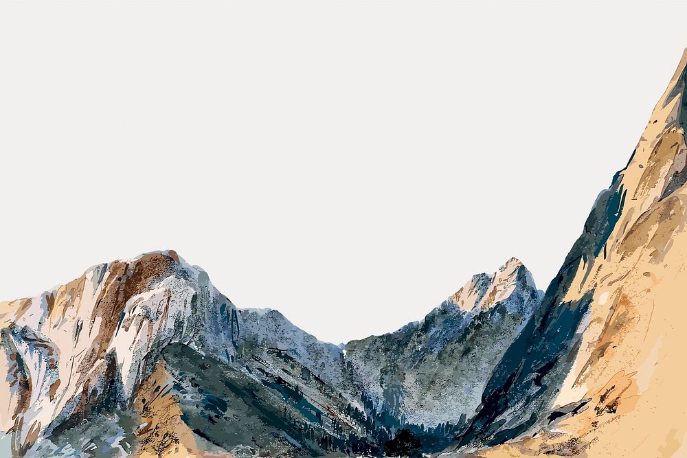Mountain border watercolor collage element, | Free Vector - rawpixel