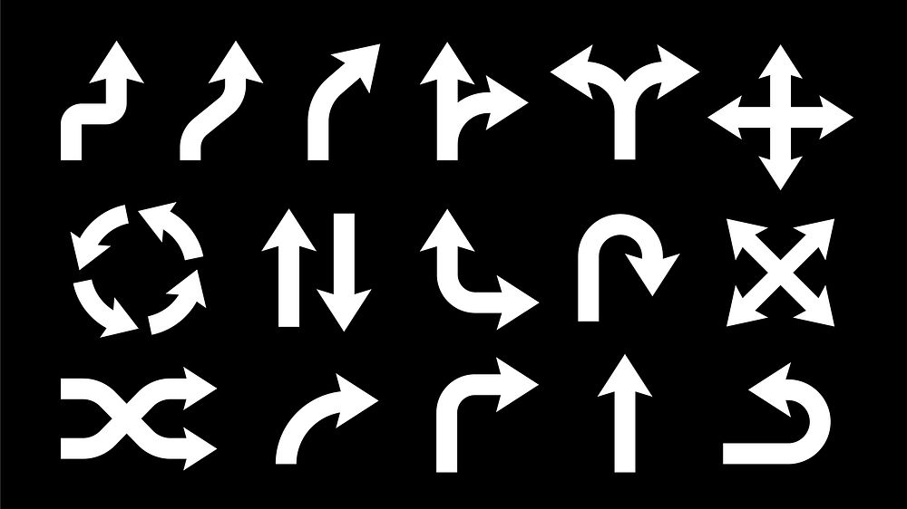 Set white arrows black background. | Premium Vector - rawpixel