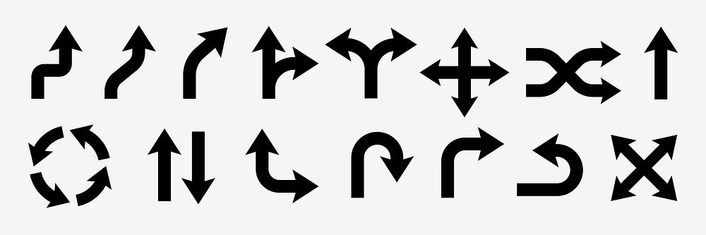 Set black directional arrows various | Premium Vector - rawpixel