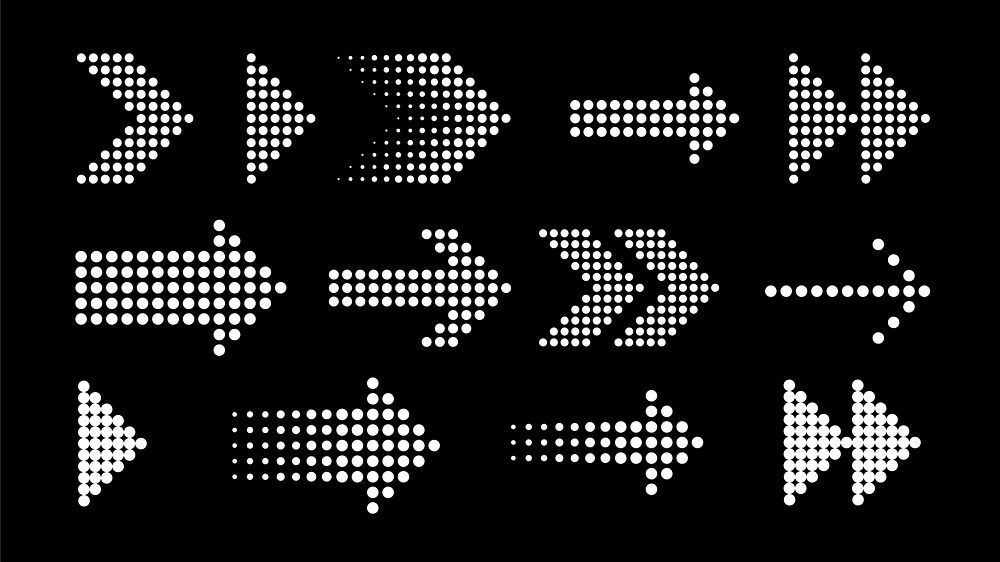 Set white dotted arrows black | Premium Vector - rawpixel