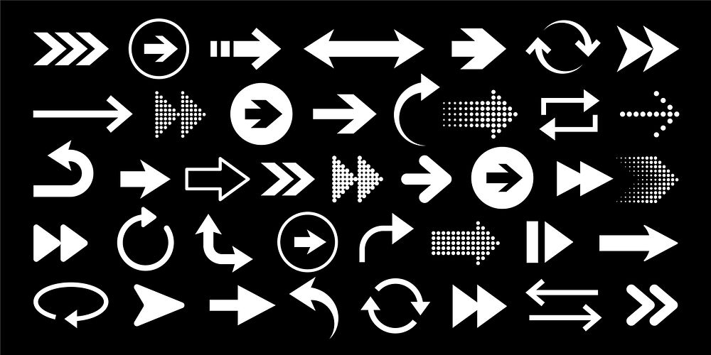 collection various white arrows black | Premium Vector - rawpixel