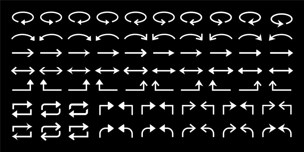 Set various white arrows black | Premium Vector - rawpixel