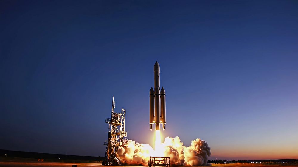 Rocket launch at dusk | Free Photo - rawpixel